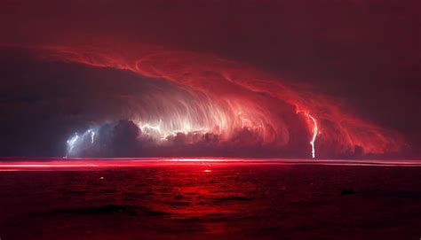 Premium Photo Red Lightning Storm