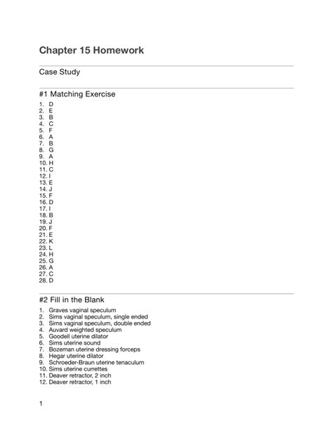 Chapter 15 Homework Gynecology And Obstetrics