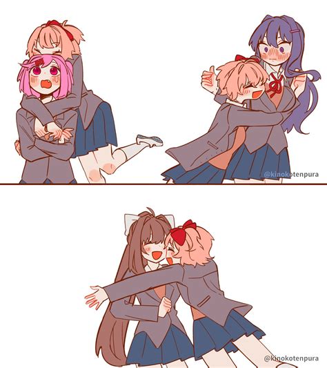 Monika Natsuki Yuri And Sayori Doki Doki Literature Club Drawn By