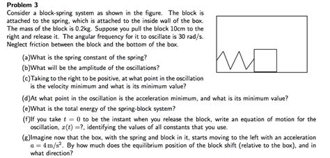 solved problem 3 consider a block spring system as shown in