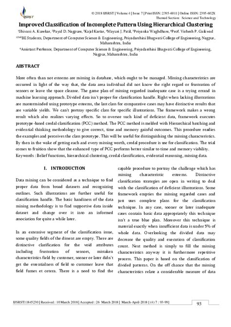 Pdf Improved Classification Of Incomplete Pattern Using Hierarchical Clustering