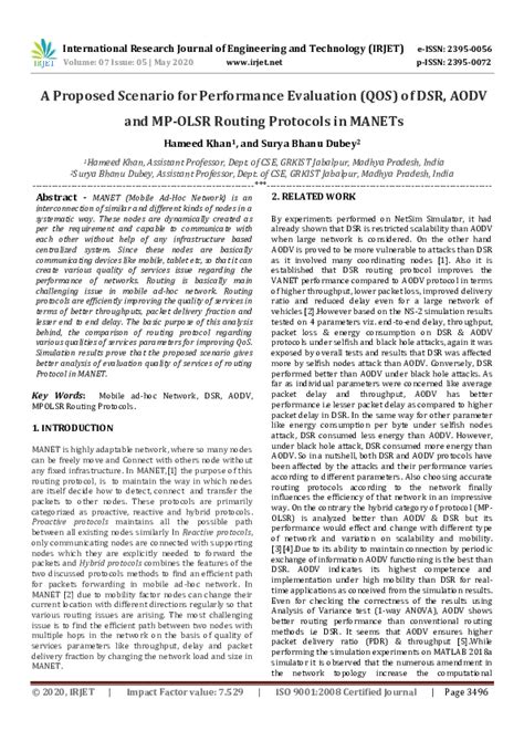 Pdf A Proposed Scenario For Performance Evaluation Qos Of Dsr Aodv