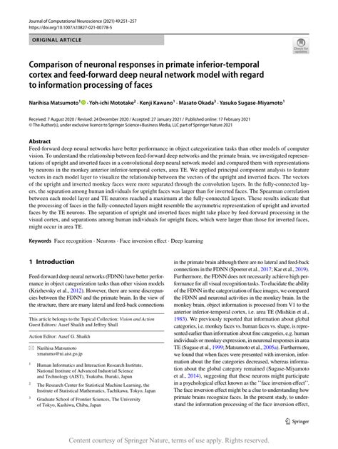 Comparison Of Neuronal Responses In Primate Inferior Temporal Cortex And Feed Forward Deep