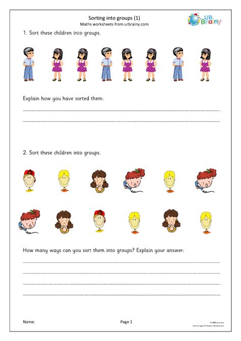 Sorting Into Groups 1 Reasoning Problem Solving Maths Worksheets For Year 1 Age 5 6 By