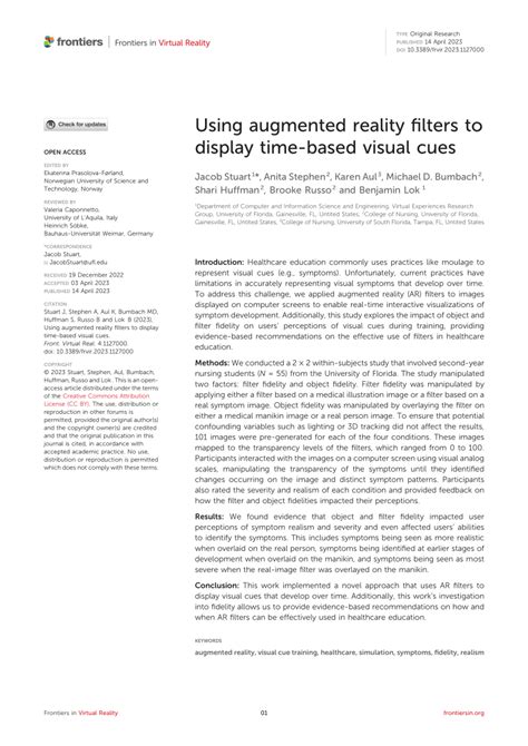 Pdf Using Augmented Reality Filters To Display Time Based Visual Cues