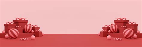 메리 크리스마스와 새해 복 많이 받으세요 배너 디자인 포스터 및 커버 디자인 배경 복사 공간이있는 크리스마스 스튜디오 테이블 룸 제품 디스플레이 3d 일러스트 레이 션