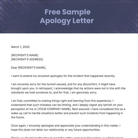 Sample Apology Letter Template Edit Online And Download Example