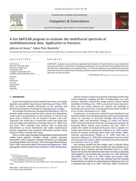 Pdf A Fast Matlab Program To Estimate The Multifractal Spectrum Of Multidimensional Data