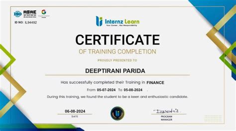 Deeptirani Parida On Linkedin Thrilled To Complete My Finance Training