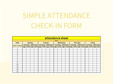 Simple Attendance Check In Form Excel Template And Google Sheets File For Free Download Slidesdocs