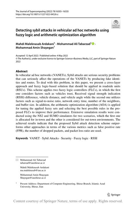 Detecting Sybil Attacks In Vehicular Ad Hoc Networks Using Fuzzy Logic And Arithmetic