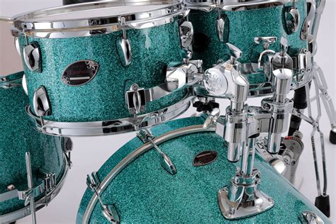 Sakae Evolved Maple 22 4 Piece Shell Pack Chrome Hardware Turquoise Champagne