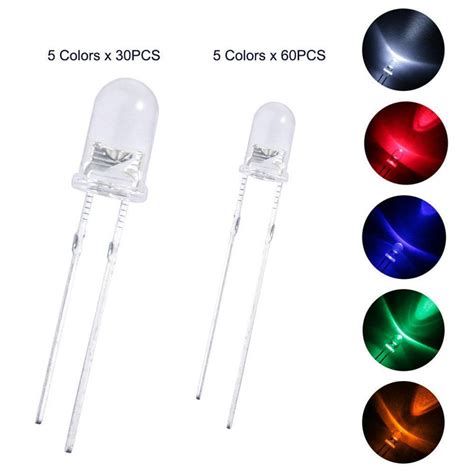 Elegoo Led Assortment Kit For Arduino Pack Of 600 350 5 Colors 3mm