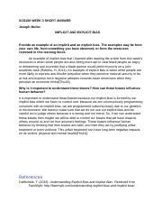 SCS100 WEEK 3 SHORT ANSWER Docx SCS100 WEEK 3 SHORT ANSWER Joseph Muller IMPLICIT AND EXPLICIT