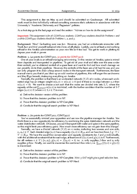 assignment 4 comp3027 and comp3927 algorithm design assignment 4 s1