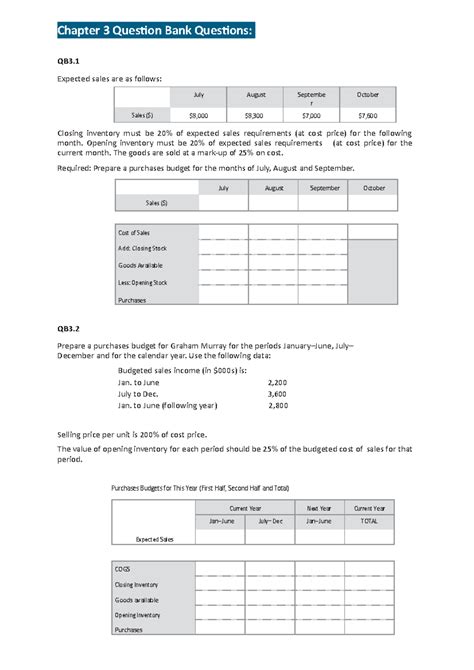 Chapter 3 Question Bank Questions Chapter 3 Question Bank Questions