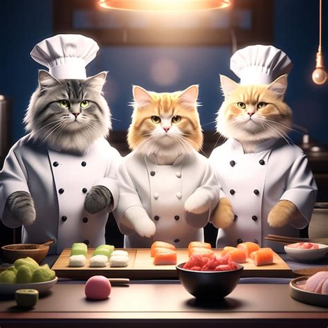 Premium Ai Image Cute Chef Cat 3d Illustration Generated By Ai