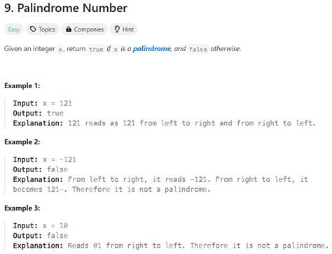 Leetcode Palindrome Number