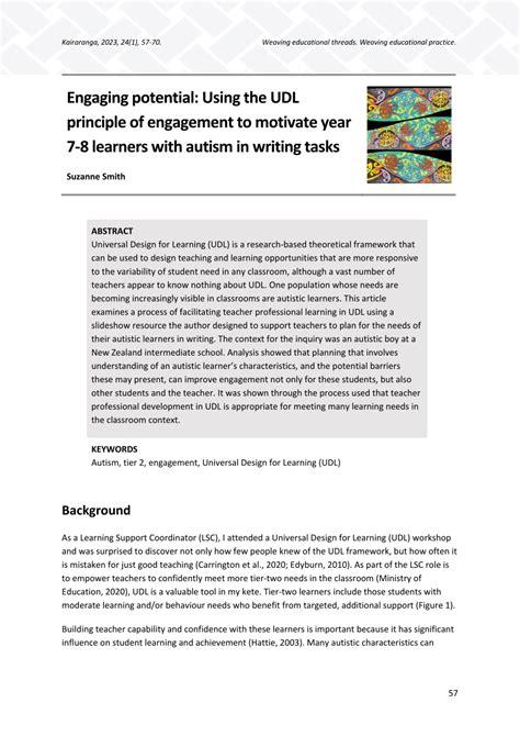 Pdf Engaging Potential Using The Udl Principle Of Engagement To Motivate Year 7 8 Learners
