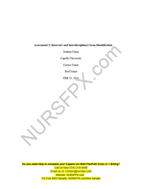 Nurs Fpx 4010 Assessment 2 Interview And Interdisciplinary Issue
