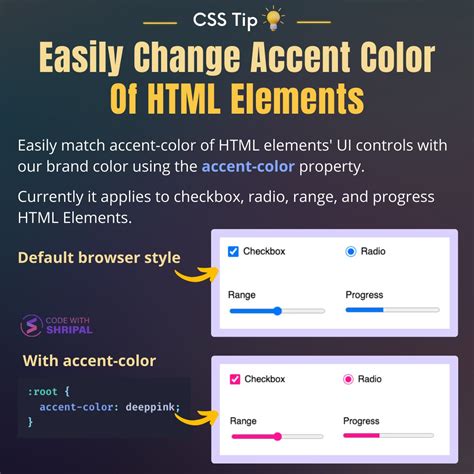 Shripal Soni On Twitter Css Tip Learn How We Can Easily Change The Default Accent Color Of