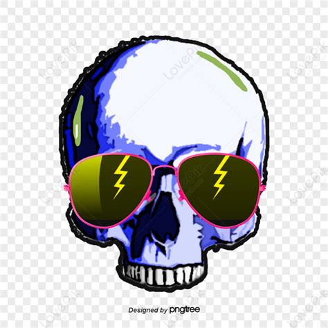 선글라스를 해골 일러스트 뼈 푸른 테러 번개 Png 일러스트 무료 다운로드 Lovepik