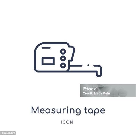 Electrian 연결 개요 컬렉션에서 선형 측정 테이프 아이콘입니다 얇은 라인 측정 테이프 벡터 흰색 배경에 고립 측정 테이프 트 렌 디 일러스트레이션 권위에 대한 스톡