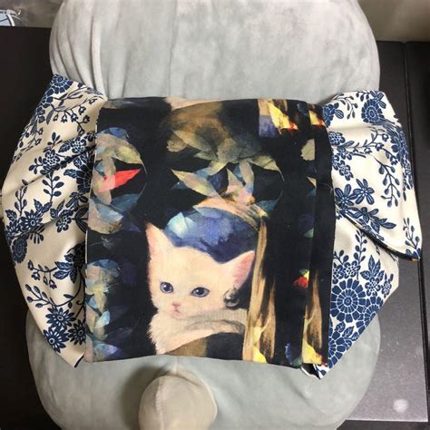 見返り美猫型染風花柄大人の兵児帯 半幅 爆買い 32 割引 swim main jp