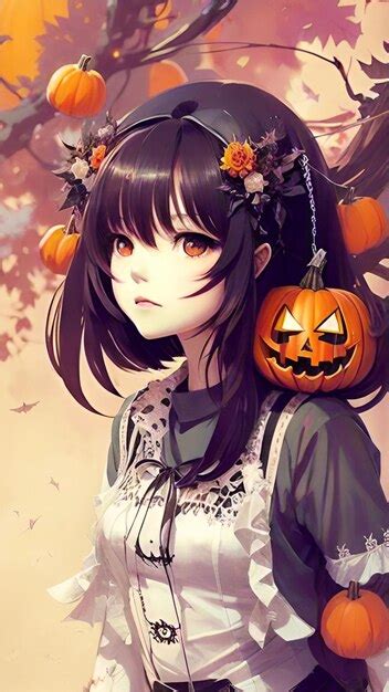 Premium Ai Image A Girl With A Pumpkin On Her Head