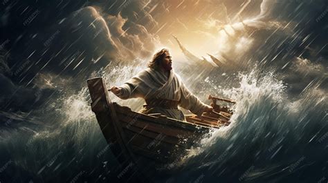 Premium Ai Image Jesus Calming The Storm
