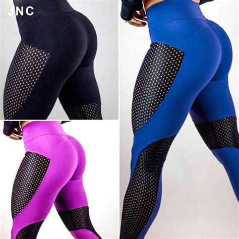 2017 Sexy Big Booty Yoga Pants For Women Mesh Yoga Leggings High Stretchy Running Tights Gym