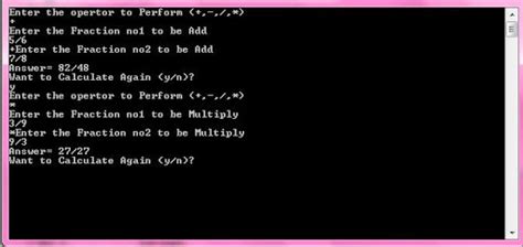 Program In C To Calculate Fractions