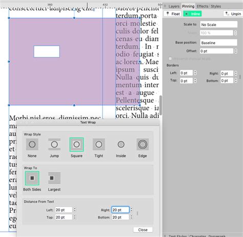 Pinned Objects Columns And Text Wrap Bugs V1 Bugs Found On Macos