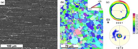A Sem Micrograph On The Longitudinal Section B Ebsd Map On The Cross Download Scientific