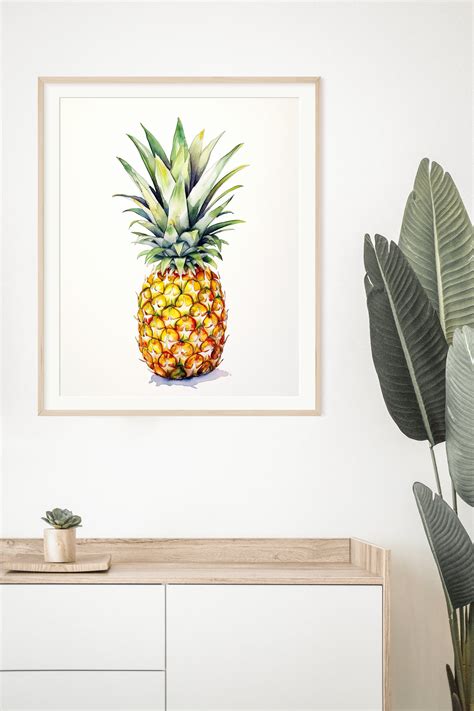 Minimalist Watercolor Pineapple Wall Art Print Pineapple Print Summer