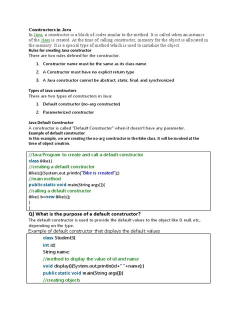 File 6 Constractor In Java Pdf Programming Constructor Object