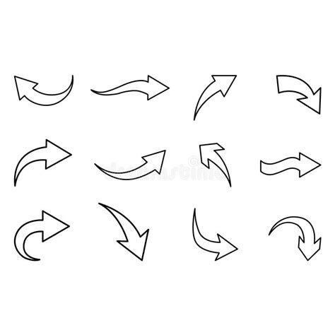 Set Of Curved Vector Arrows Stock Vector Illustration Of Abstract Black