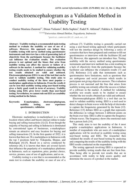 Pdf Electroencephalogram As A Validation Method In Usability Testing