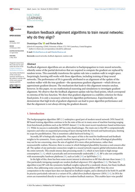pdf random feedback alignment algorithms to train neural networks