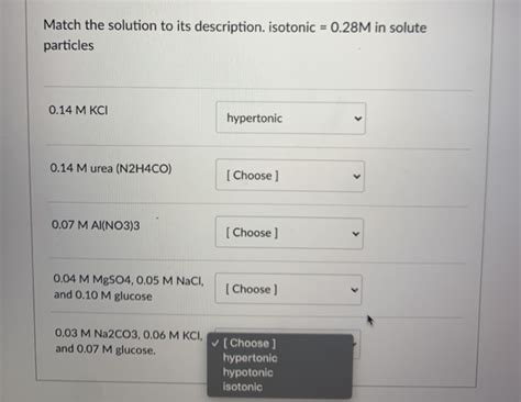 Solved Match The Solution To Its Description Isotonic Chegg