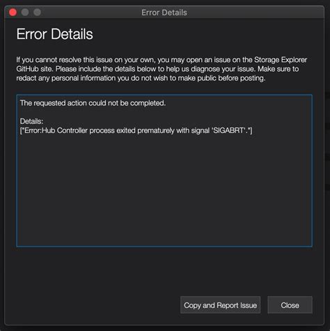 Errorhub Controller Process Exited Prematurely With Signal Sigabrt · Issue 3605 · Microsoft