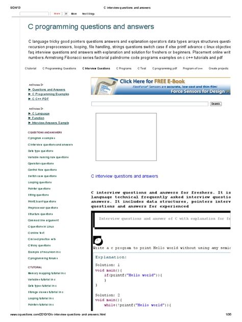 C Interview Questions And Answers Tcs Pdf C Programming Language
