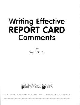 Writing Effective Report Card Comments By MGH TY TPT