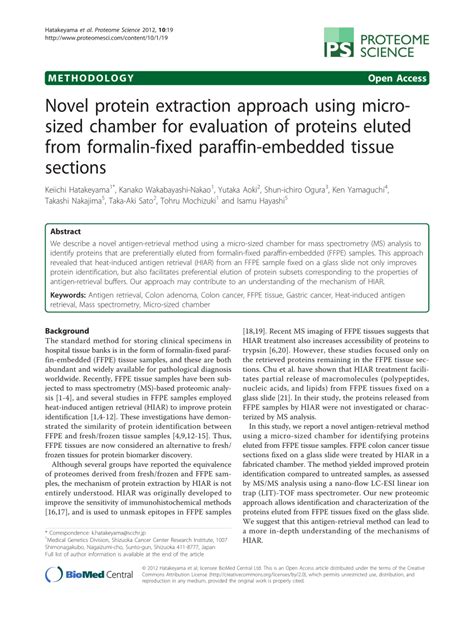 PDF Novel Protein Extraction Approach Using Micro Sized Chamber For Evaluation Of Proteins