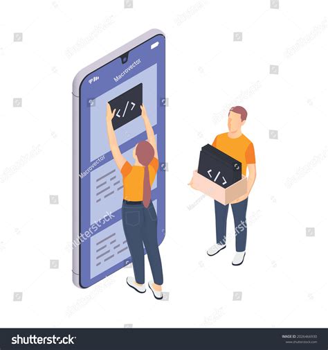 Programming Coding Development Isometric Icons Composition Stock Vector Royalty Free