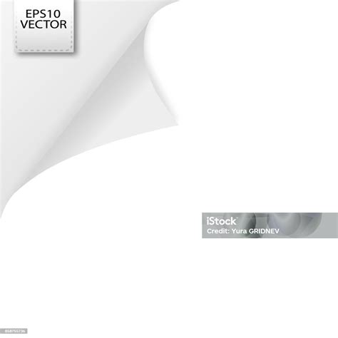 페이지 컬과 그림자 광고 및 판촉 메시지 흰색 배경에 고립 된 디자인 요소와 종이의 빈 시트 Eps 10 벡터 일러스트입니다 3차원 형태에 대한 스톡 벡터 아트 및 기타