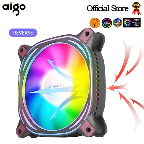 Aigo Z12 컴퓨터 케이스 팬 리버스 Ventoinha Pc 120mm Rgb 팬 쿨러 4 핀 Pwm Cpu 냉각 팬 3