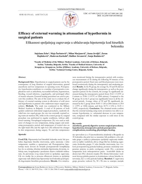 Pdf Efficacy Of External Warming In Attenuation Of Hypothermia In