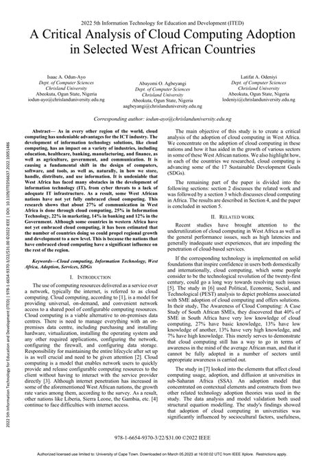 Pdf A Critical Analysis Of Cloud Computing Adoption In Selected West African Countries