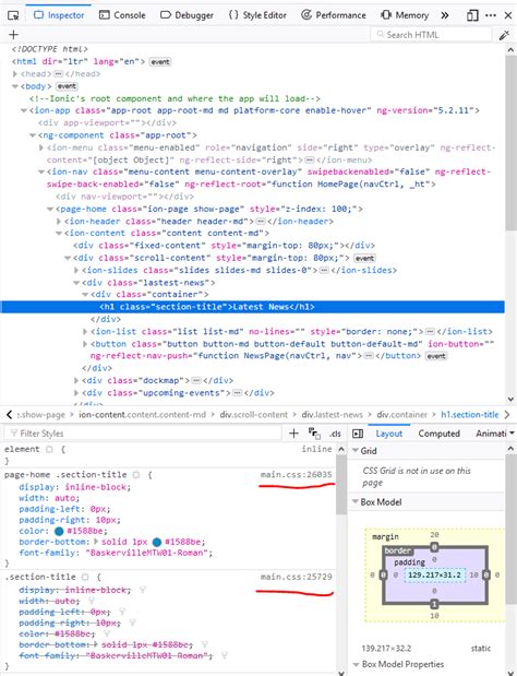 Css How To Inspect Styles With Ionic And Sass Stack Overflow